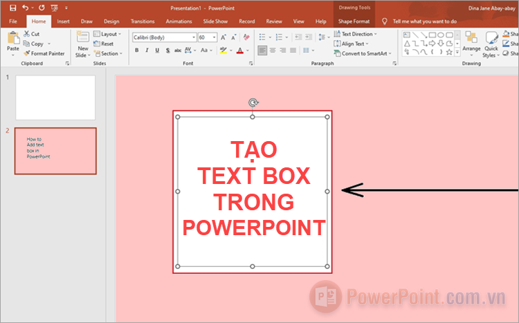 Cách tạo text box trong PowerPoint