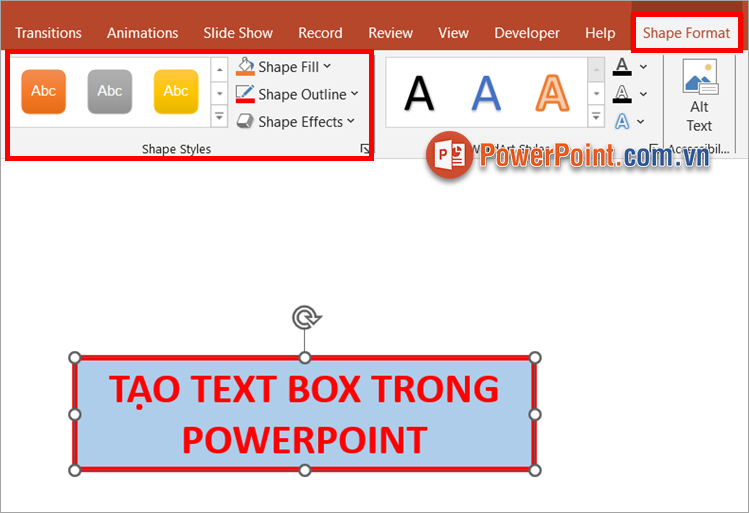 Cách tạo text box trong PowerPoint