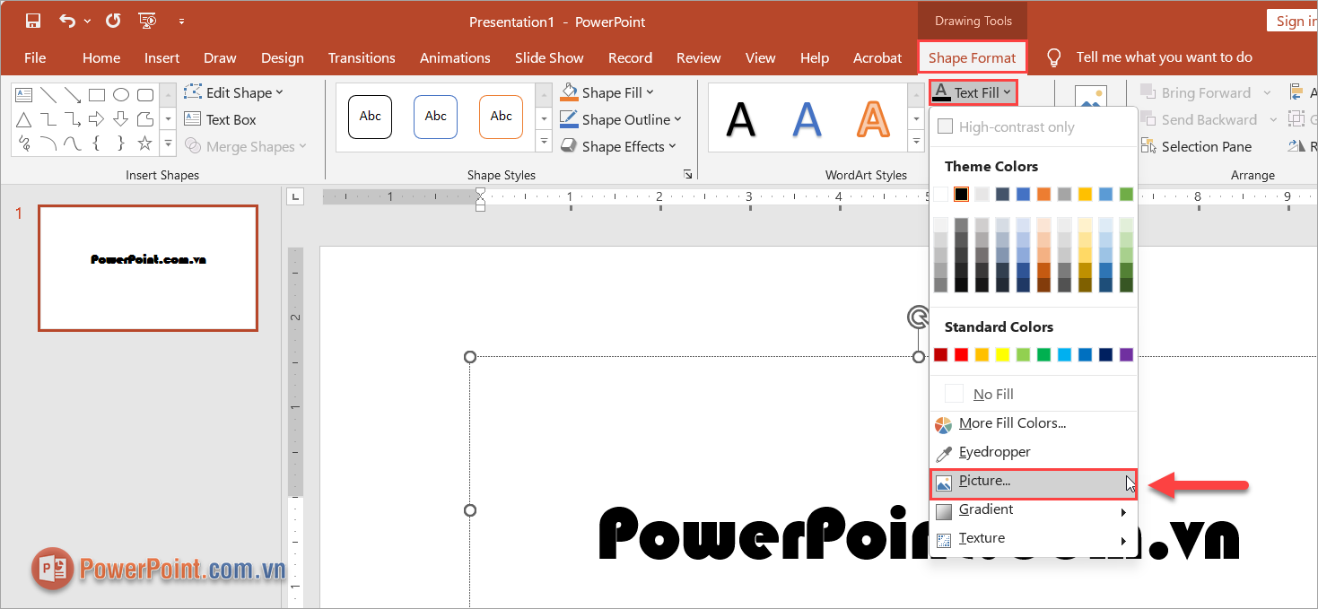 Cách chèn ảnh vào chữ, lồng ảnh vào chữ trong PowerPoint
